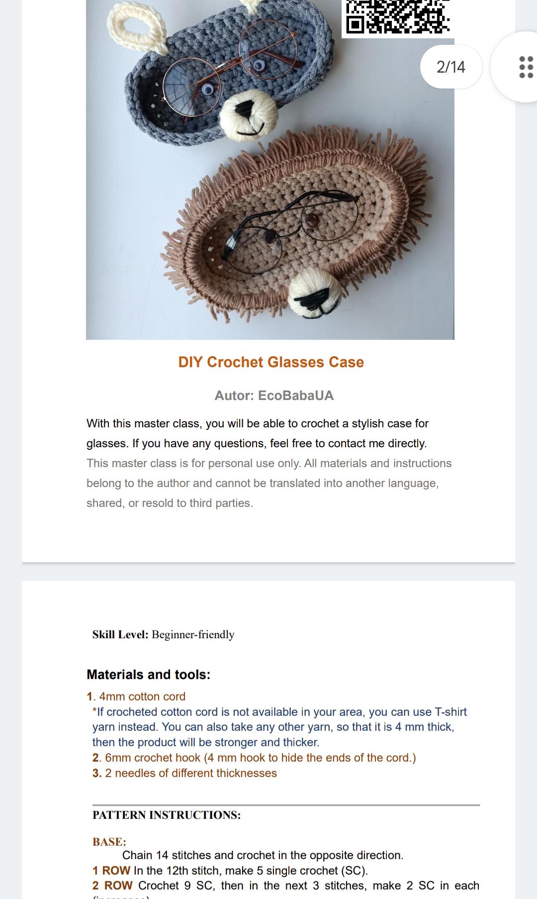 Crochet Pattern, Glasses Holder, Eyeglass Holder, Eyeglass Case, PDF ...