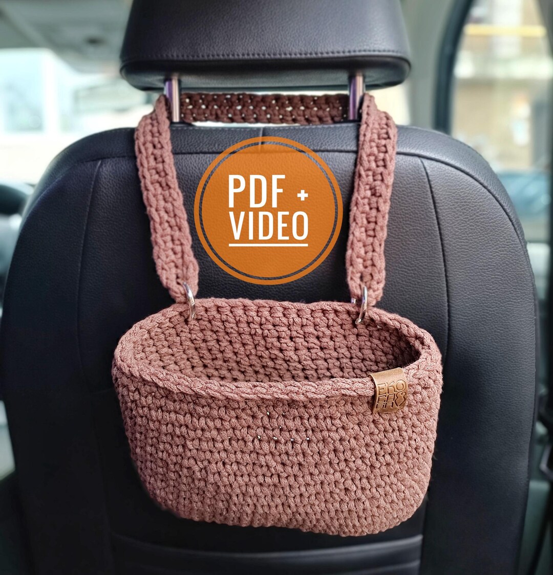 CROCHET PATTERN Cute Car Accessories, Trash Can, Crochet Car Basket ...