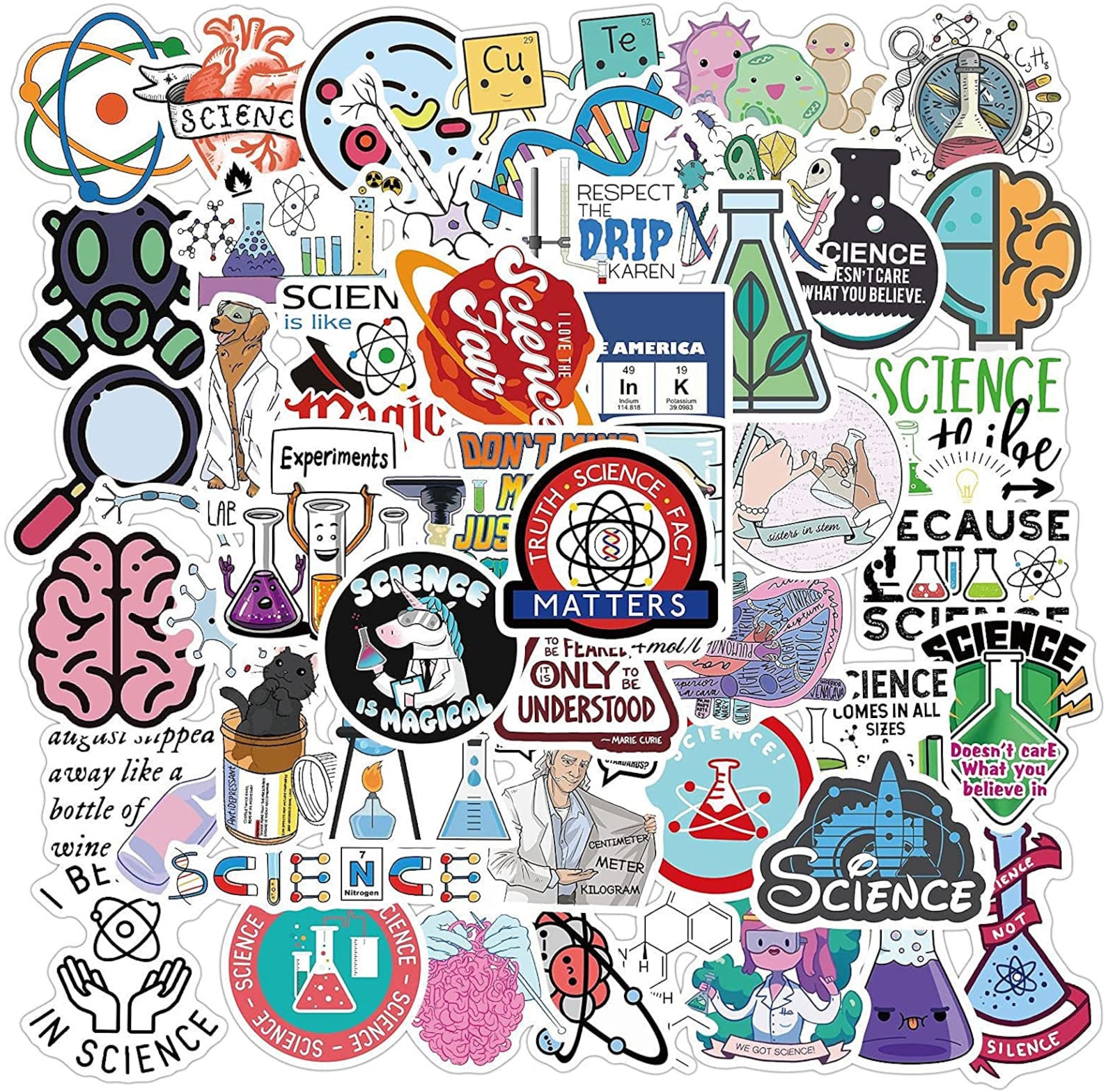 50/100pcs Laboratory Science Chemistry Stickers Physics Biology ...