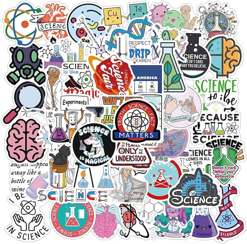 50/100pcs Laboratory Science Chemistry Stickers Physics Biology ...