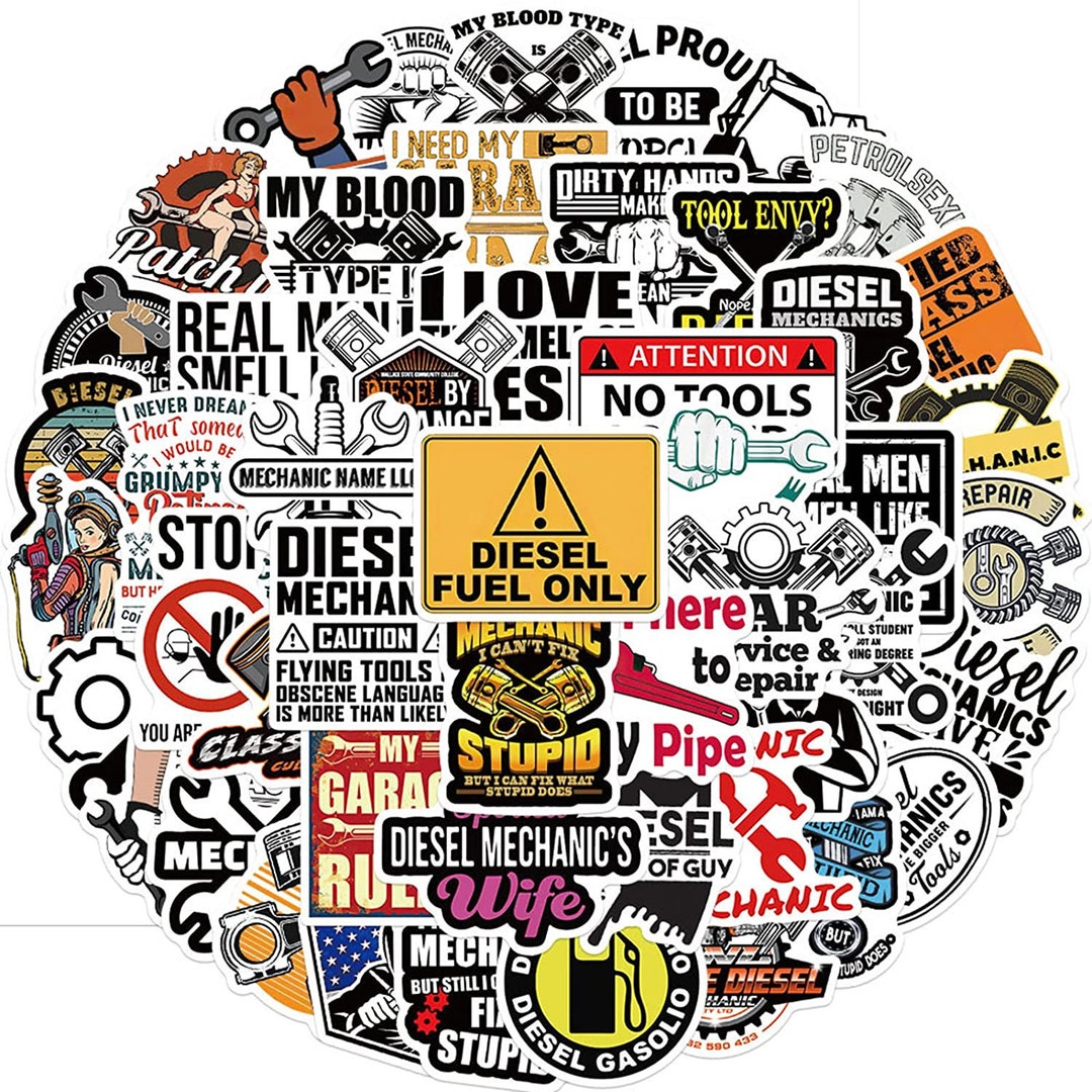 50pcs Diesel Mechanic Maintenance Worker Graffiti Stickers Pack Laptop ...