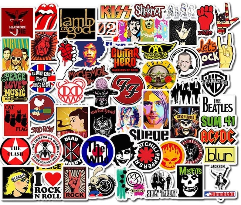 200pcs Vintage Classic Poster Rock Music Stickers Themed Pack Sticker ...