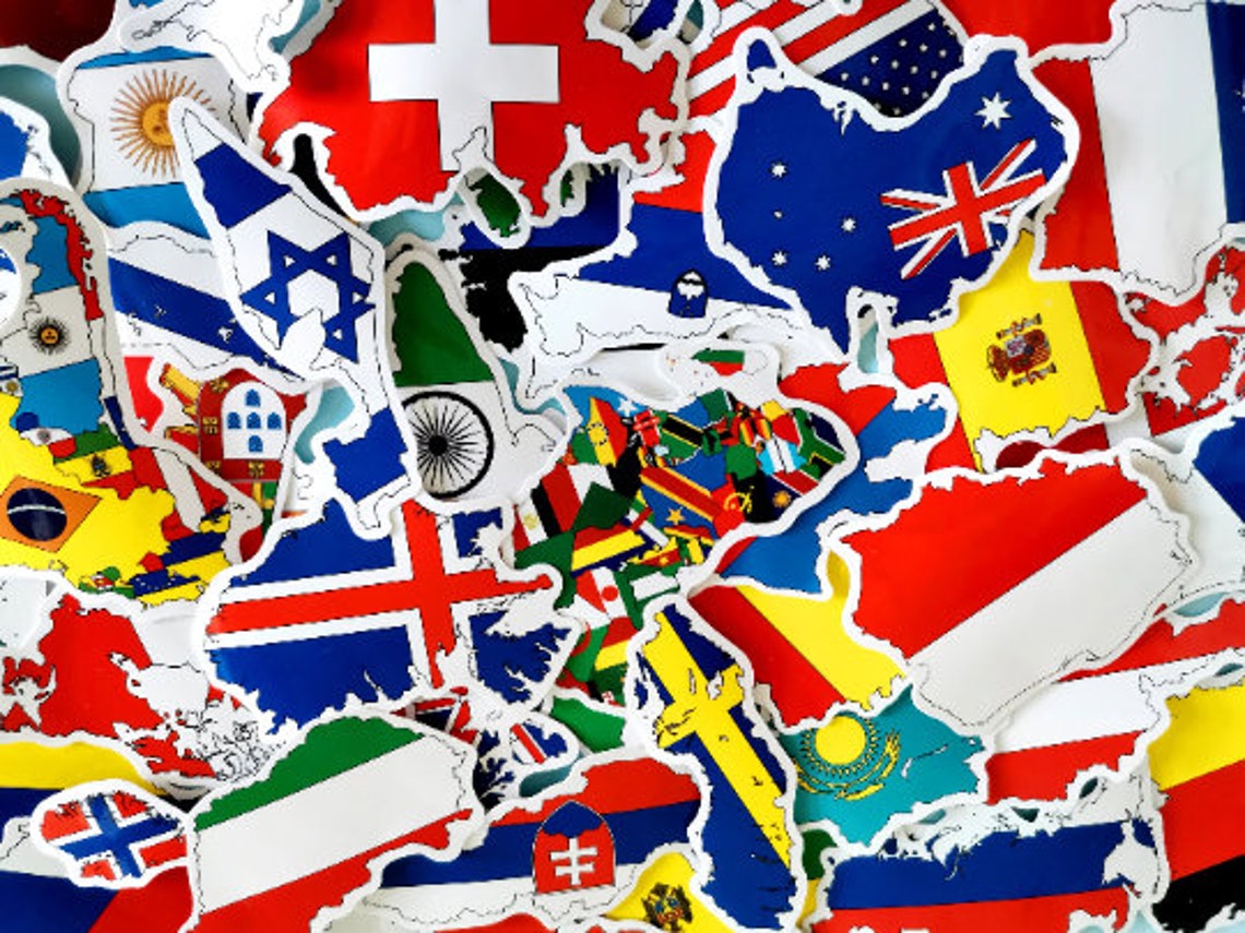 50pcs Flags of Country Stickers Decorative Laptop Decals Home Room Art ...