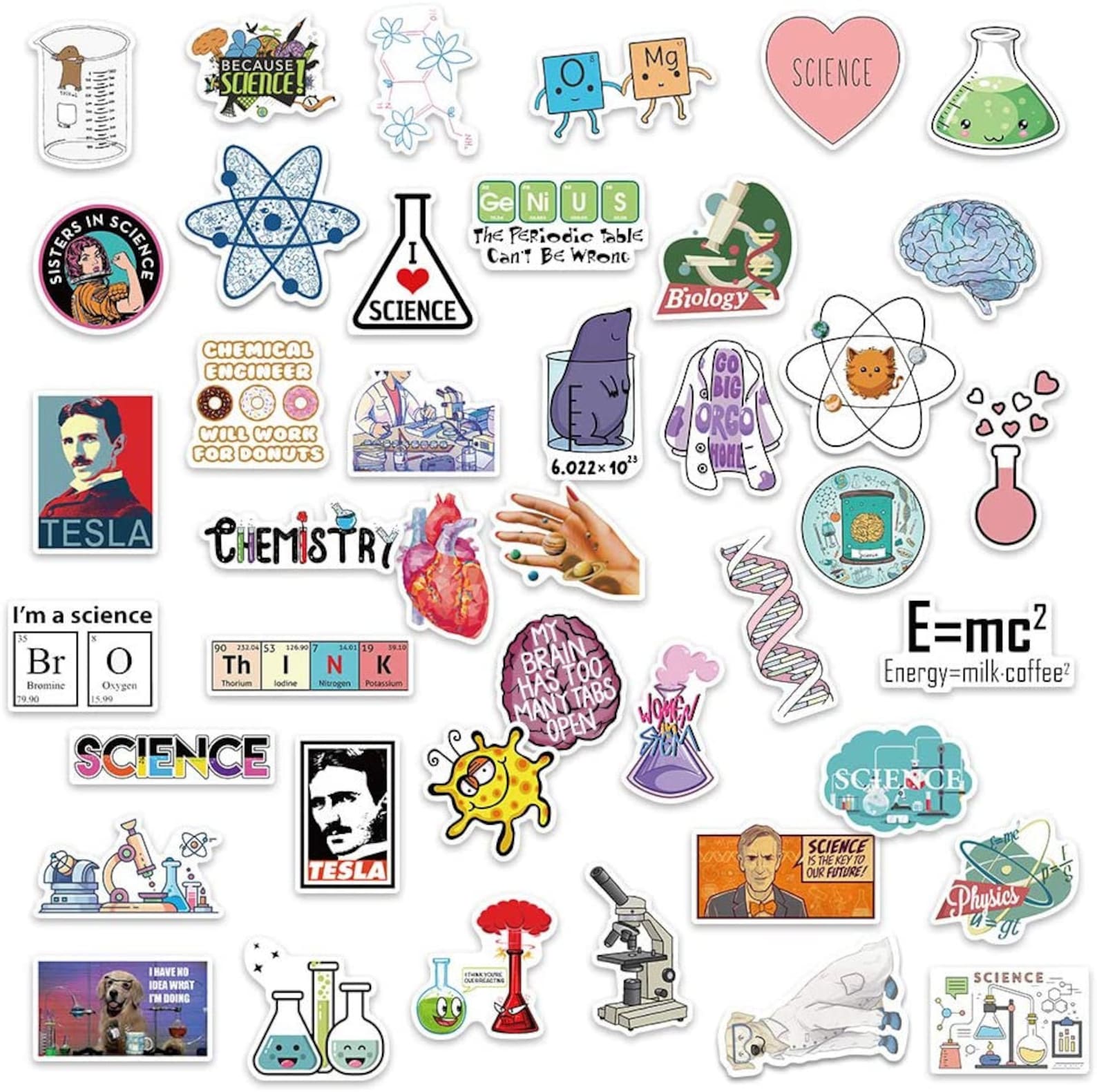 50/100pcs Laboratory Science Chemistry Stickers Physics - Etsy