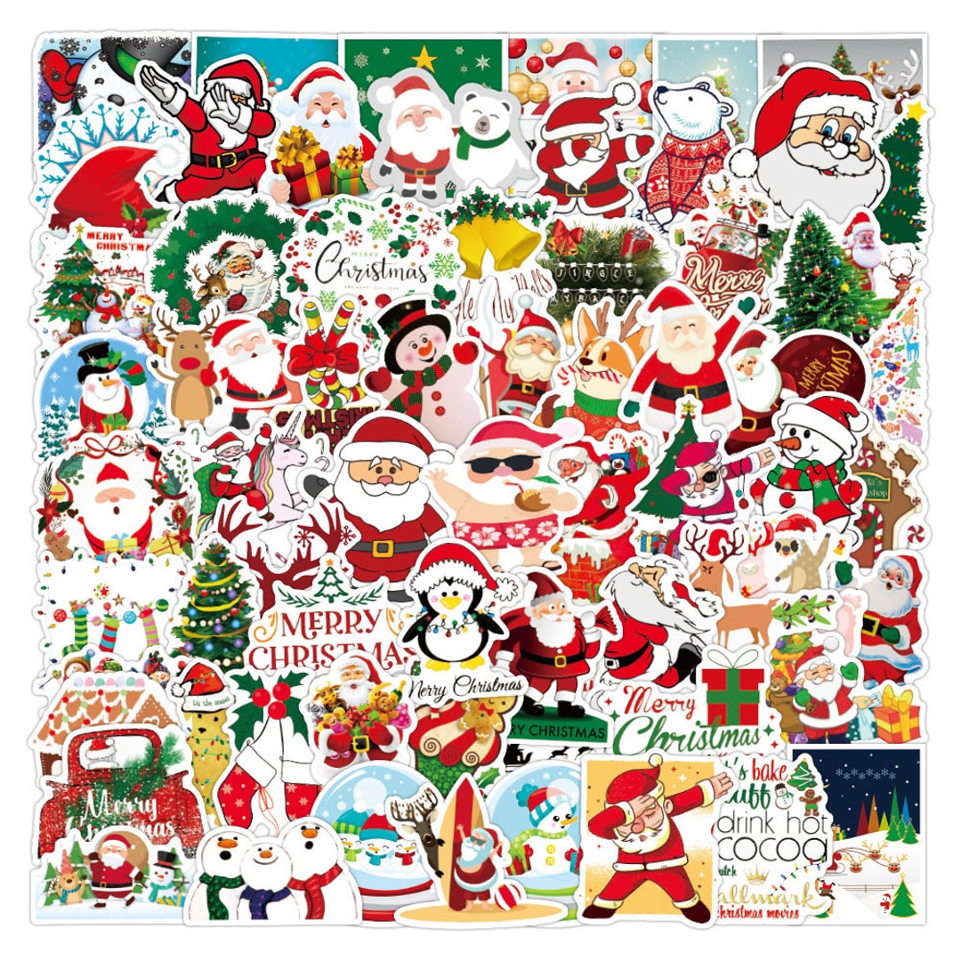 100PCS Santa Claus, Holiday, Christmas X-mas Stickers Decorative Gift ...