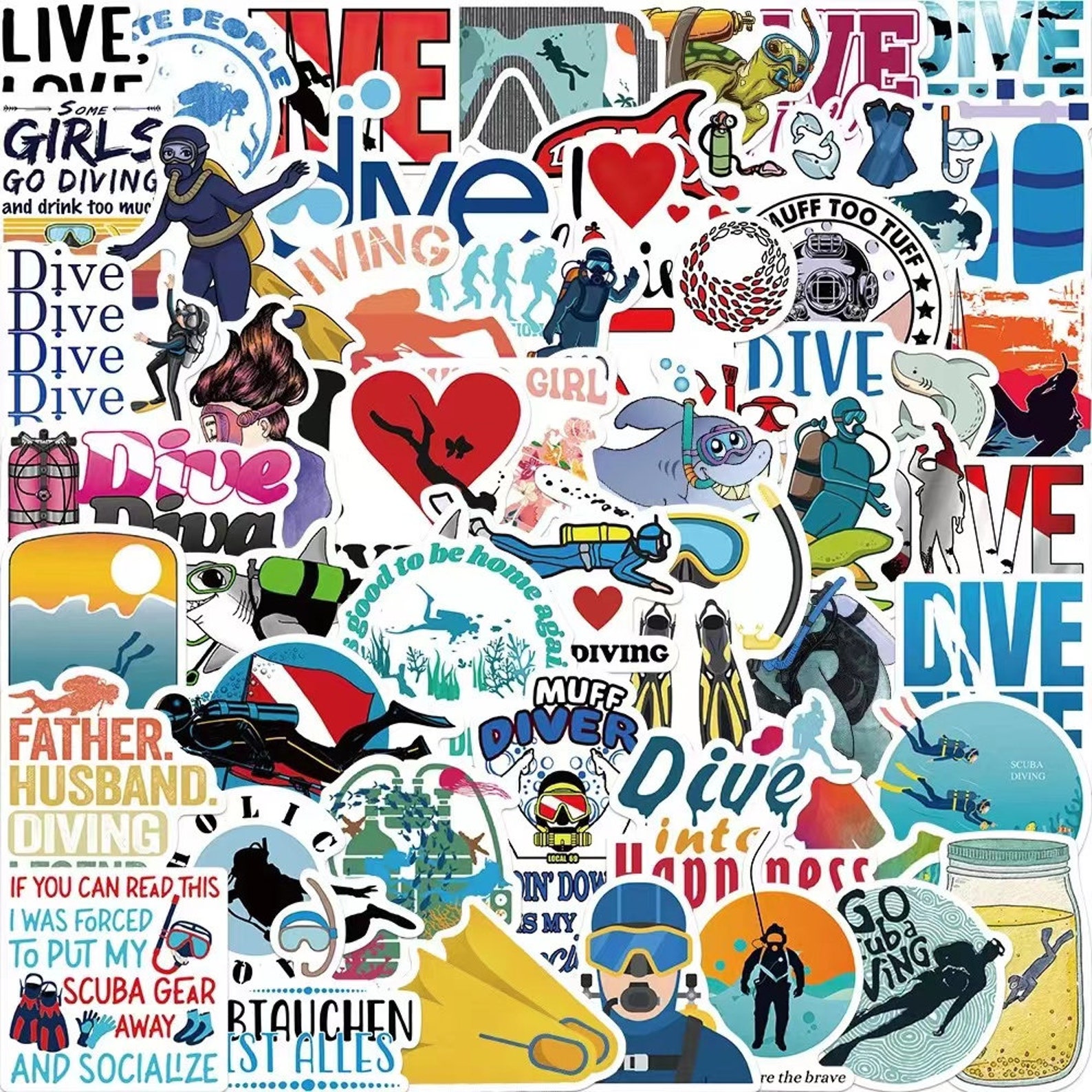 50pcs Cute Ocean Life Diving Adventure Outdoor Stickers Decals - Etsy