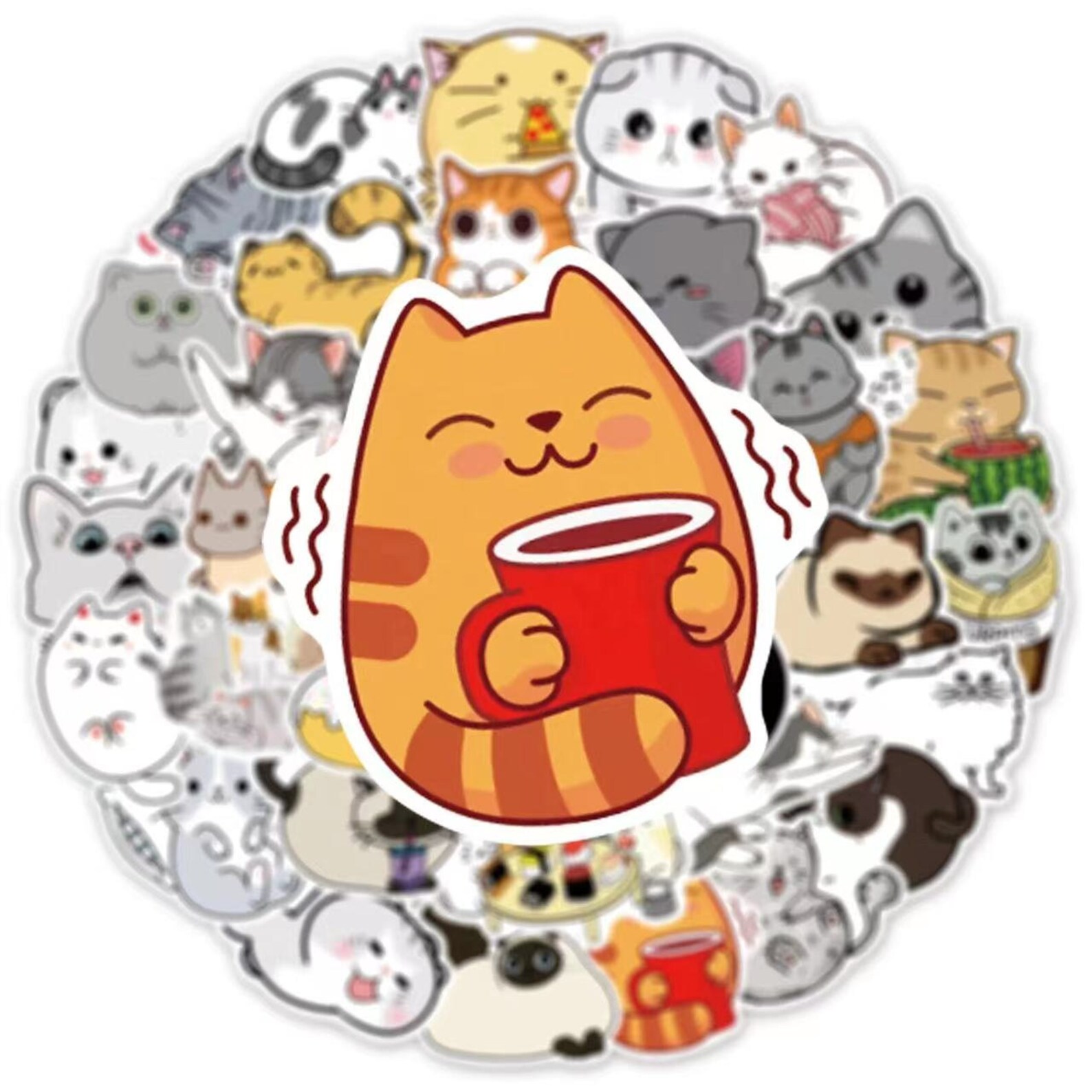 50pcs Cartoons Kawaii Cats Stickers Label Decorative Diary - Etsy