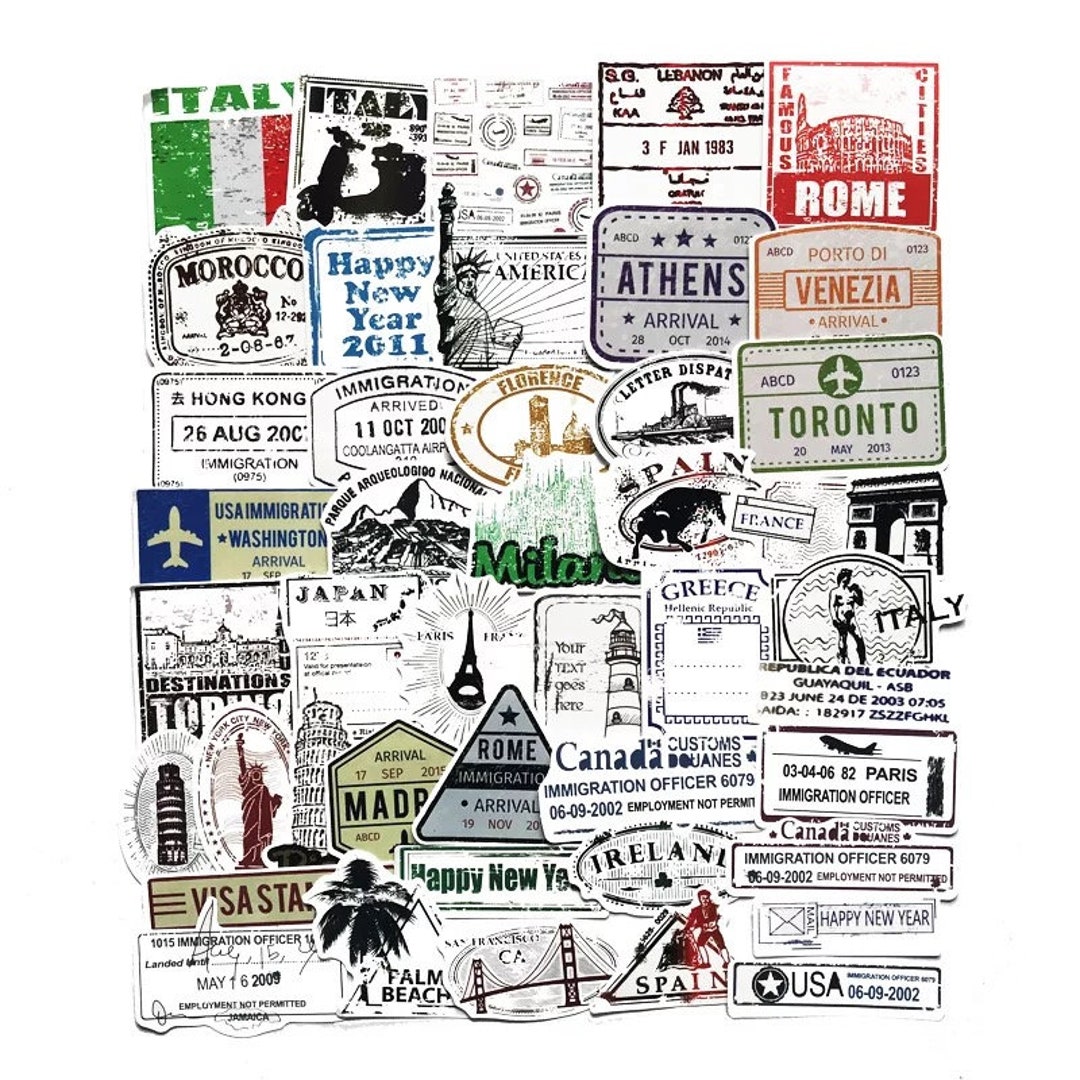60pcs Around the World Vintage Stamp Postmark Stickers for Decorative ...