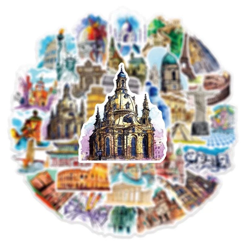 50pcs Worldwide, Famous Places Stickers Decoration Travel Notebook ...