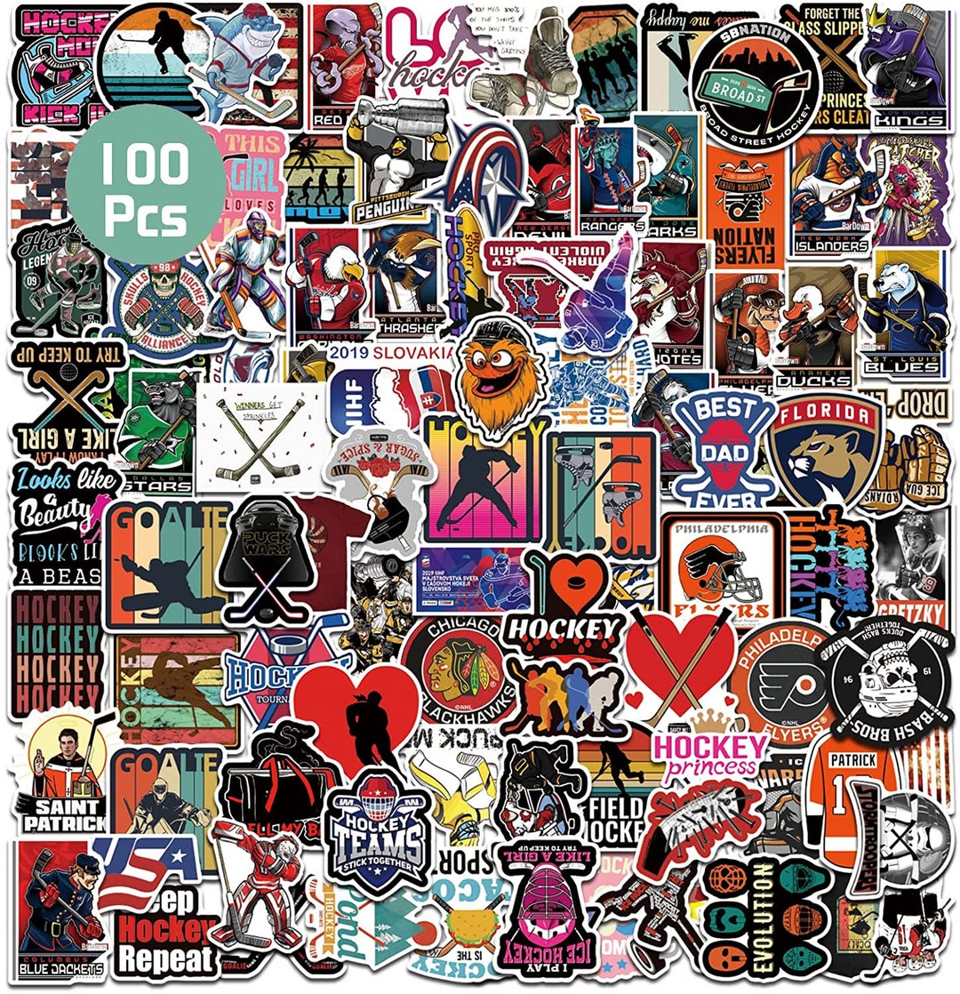 100PCS Hockey Stickers NHL Sticker Field and Ice Hockey Party Favors ...