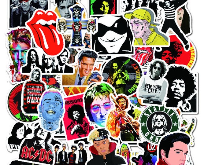 50pcs Rock Band Music Stickers Laptop Decals Home Decor Wall Art Guitar ...
