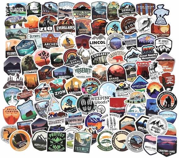 100 PCS National Park Hiking Camping Traveling Sticker Pack | Etsy