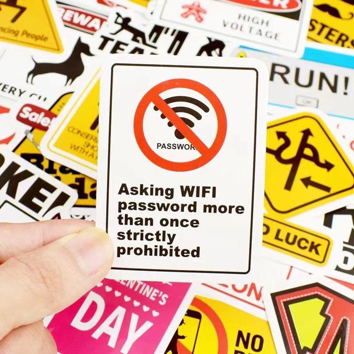 50 Pcs Parody Notice Signal Sign Construction Stickers Pack - Etsy