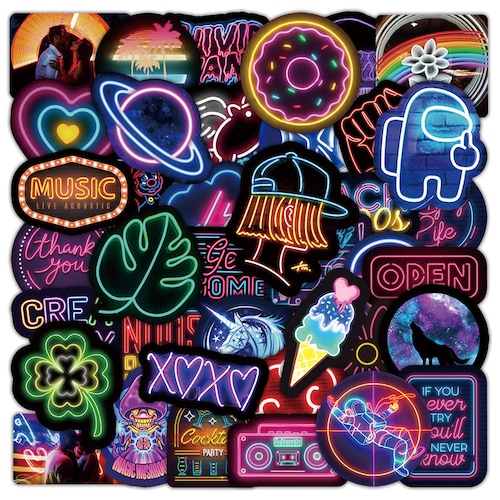 10-100pcs Sticker Neon-light Packs Decals for Kid Teen - Etsy