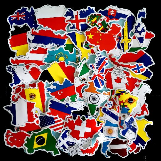 50pcs Flags of Country Stickers Decorative Laptop Decals Home Room Art ...