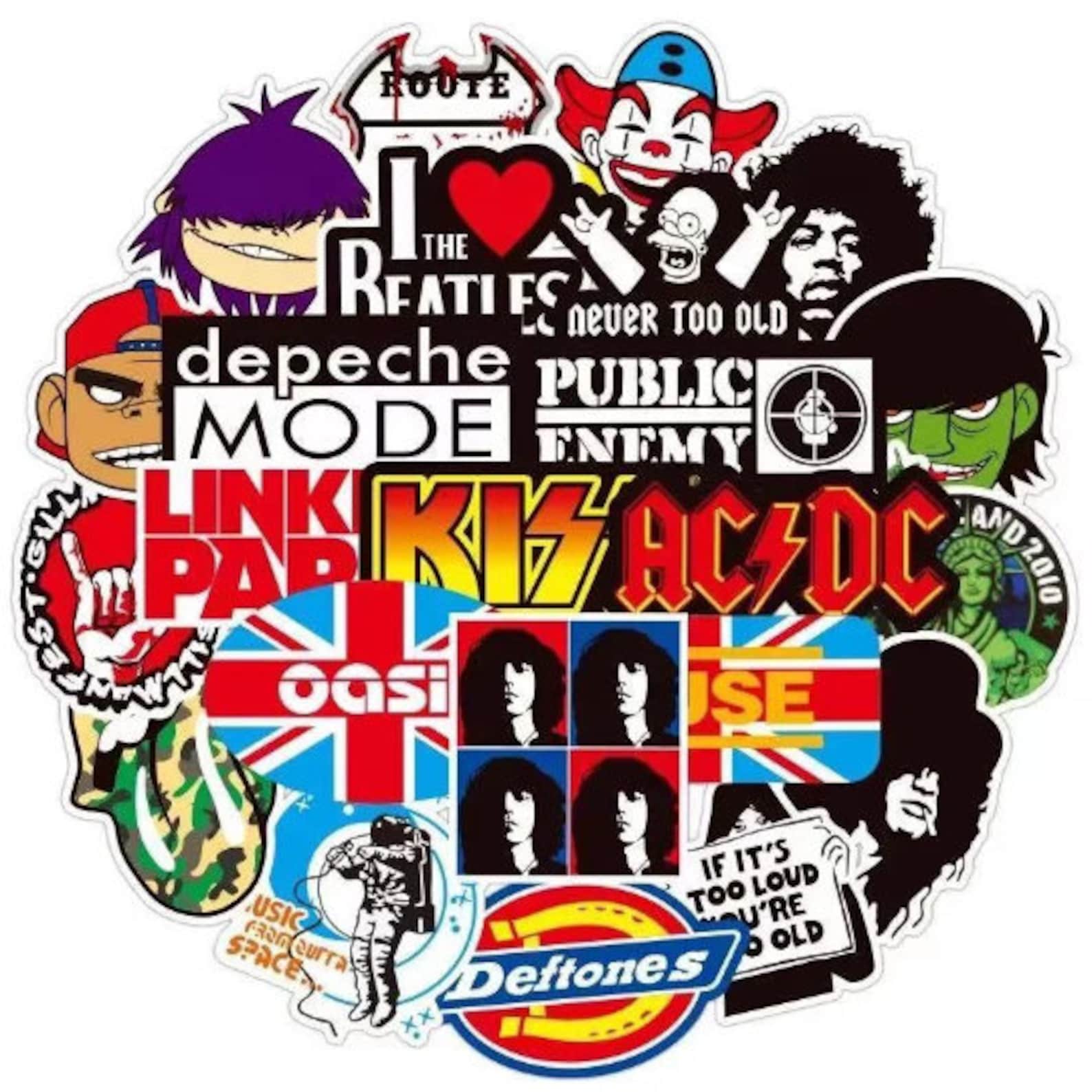 200pcs Vintage Classic Poster Rock Music Stickers Themed Pack Sticker ...