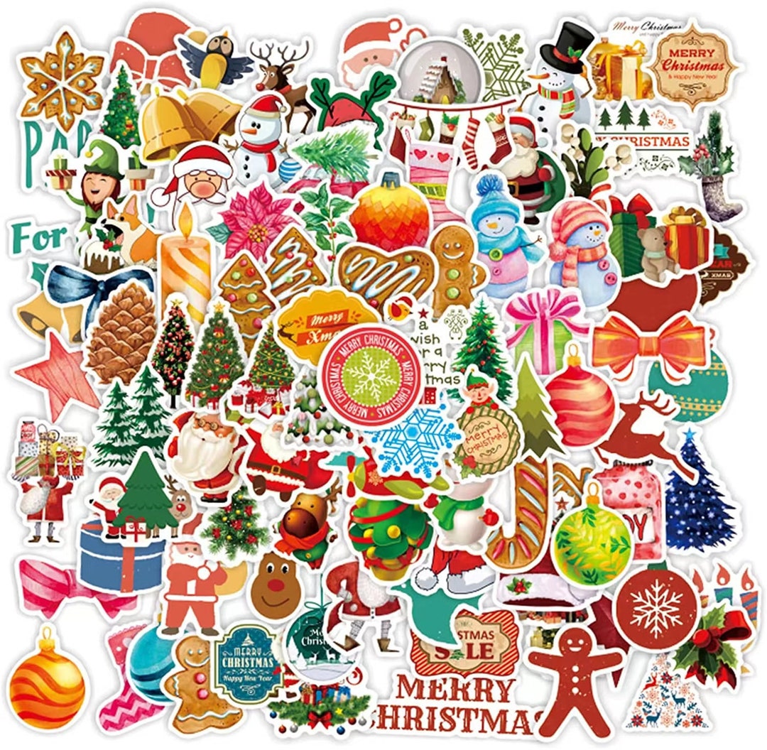 100pcs Christmas Holiday Stickers Santa Claus Stickers Pack for Home ...