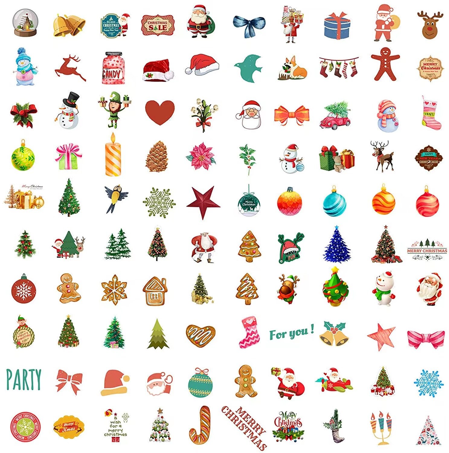 100pcs Christmas Holiday Stickers Santa Claus Stickers Pack - Etsy
