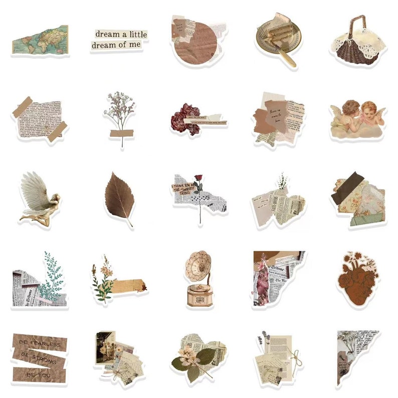50pcs New Vintage Newspaper Scrap Stickers Decorative for Wall Home ...