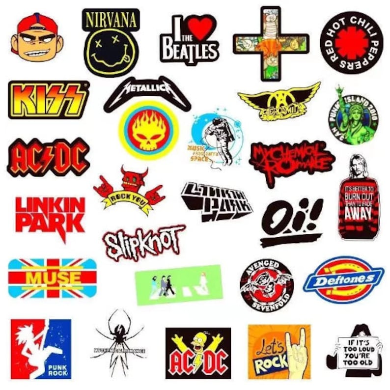 200pcs Vintage Classic Poster Rock Music Stickers Themed Pack Sticker ...