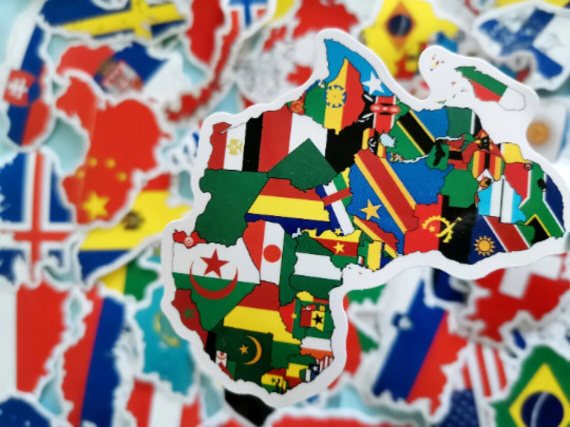 50pcs Flags of Country Stickers Decorative Laptop Decals Home Room Art ...