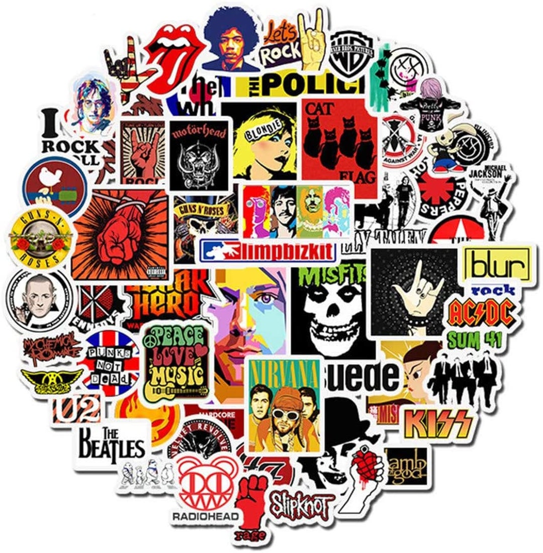 200pcs Vintage Classic Poster Rock Music Stickers Themed Pack Sticker ...