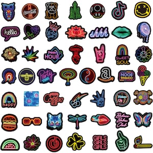 100pcs Neon Lights Luminous Dark Cool Graffiti Stickers Pack Decorate ...