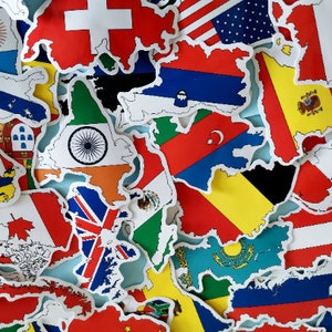 50pcs Flags of Country Stickers Decorative Laptop Decals Home Room Art ...