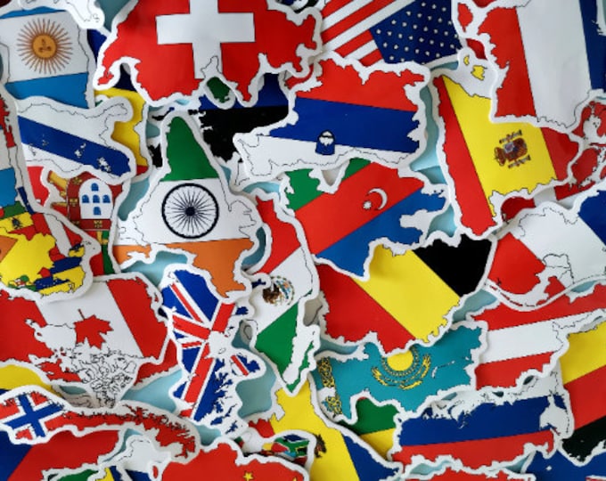 50pcs Flags of Country Stickers Decorative Laptop Decals Home Room Art ...
