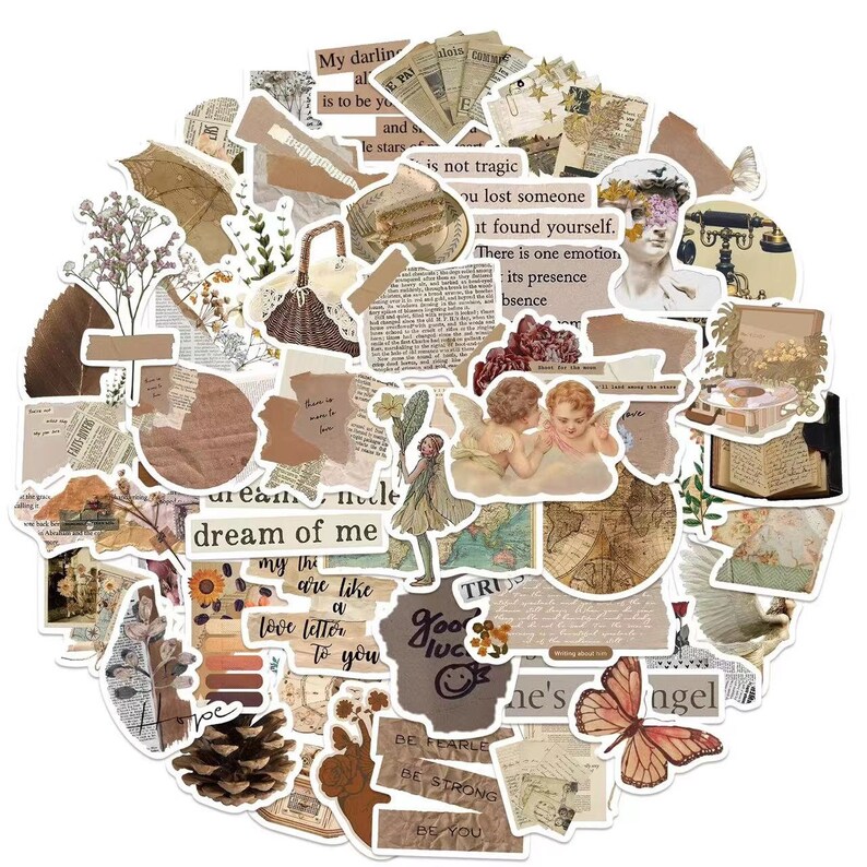 50pcs New Vintage Newspaper Scrap Stickers Decorative for Wall Home ...