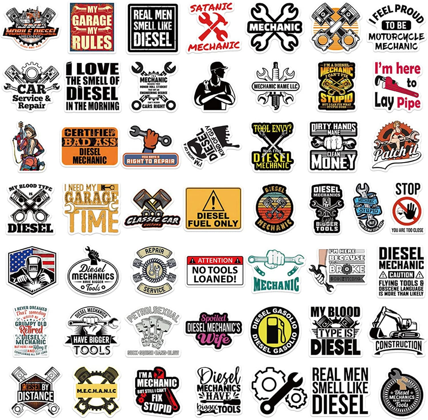 50pcs Diesel Mechanic Maintenance Worker Graffiti Stickers Pack Laptop ...