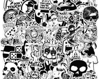 Black and White Stickers | Etsy