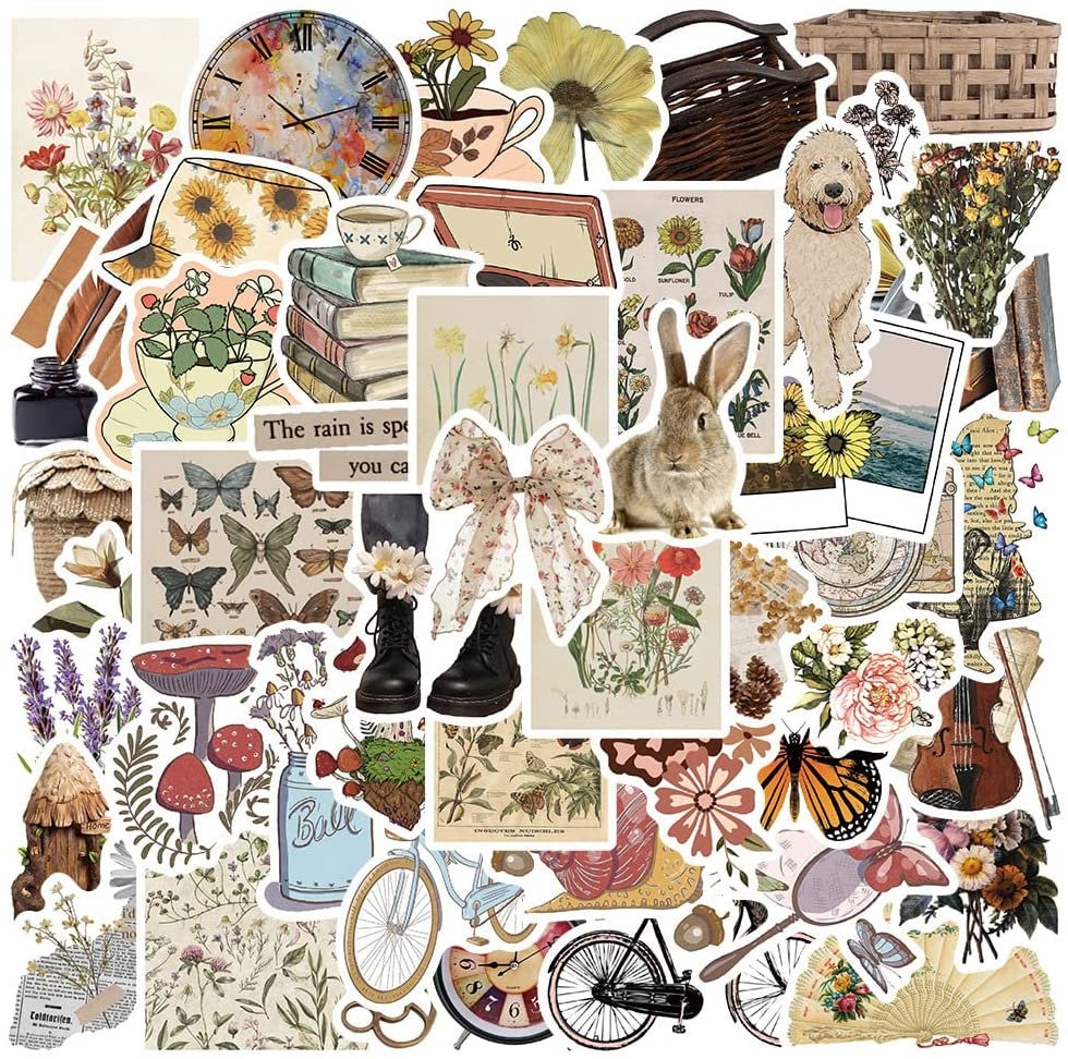 50pcs Aesthetic Cottagecore Vintage Stickers Decoration | Etsy