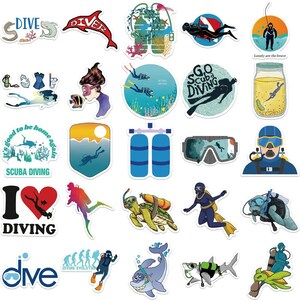 50pcs Cute Ocean Life Diving Adventure Outdoor Stickers Decals ...