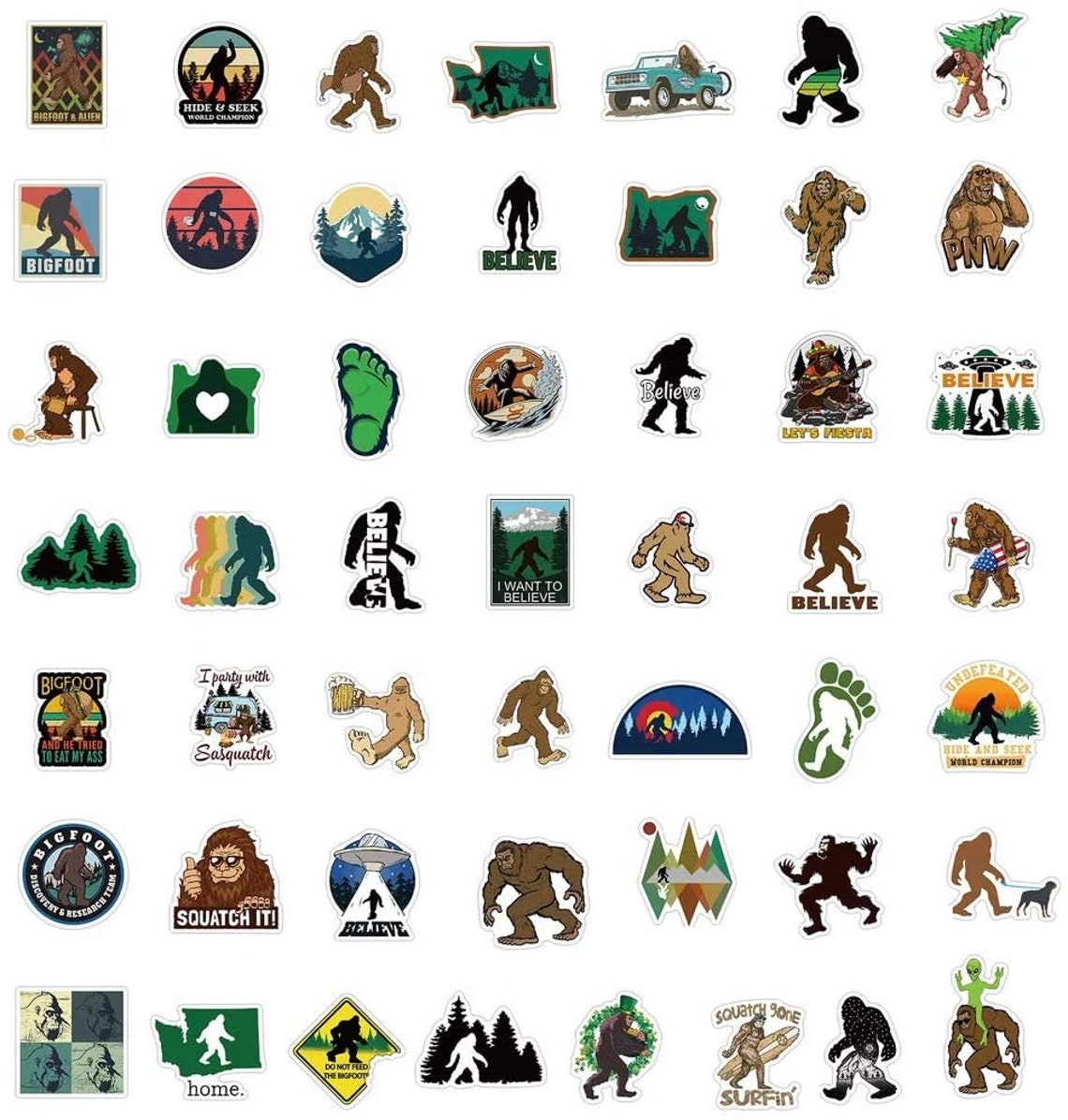 50pcs Bigfoot Stickers Outdoor Nature Camping Stickers | Etsy