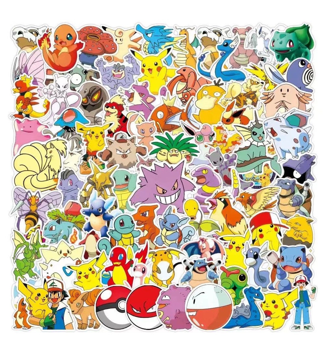 200pcs Anime Cartoon PKM Stickers Colorful Digital Printing Decorative ...