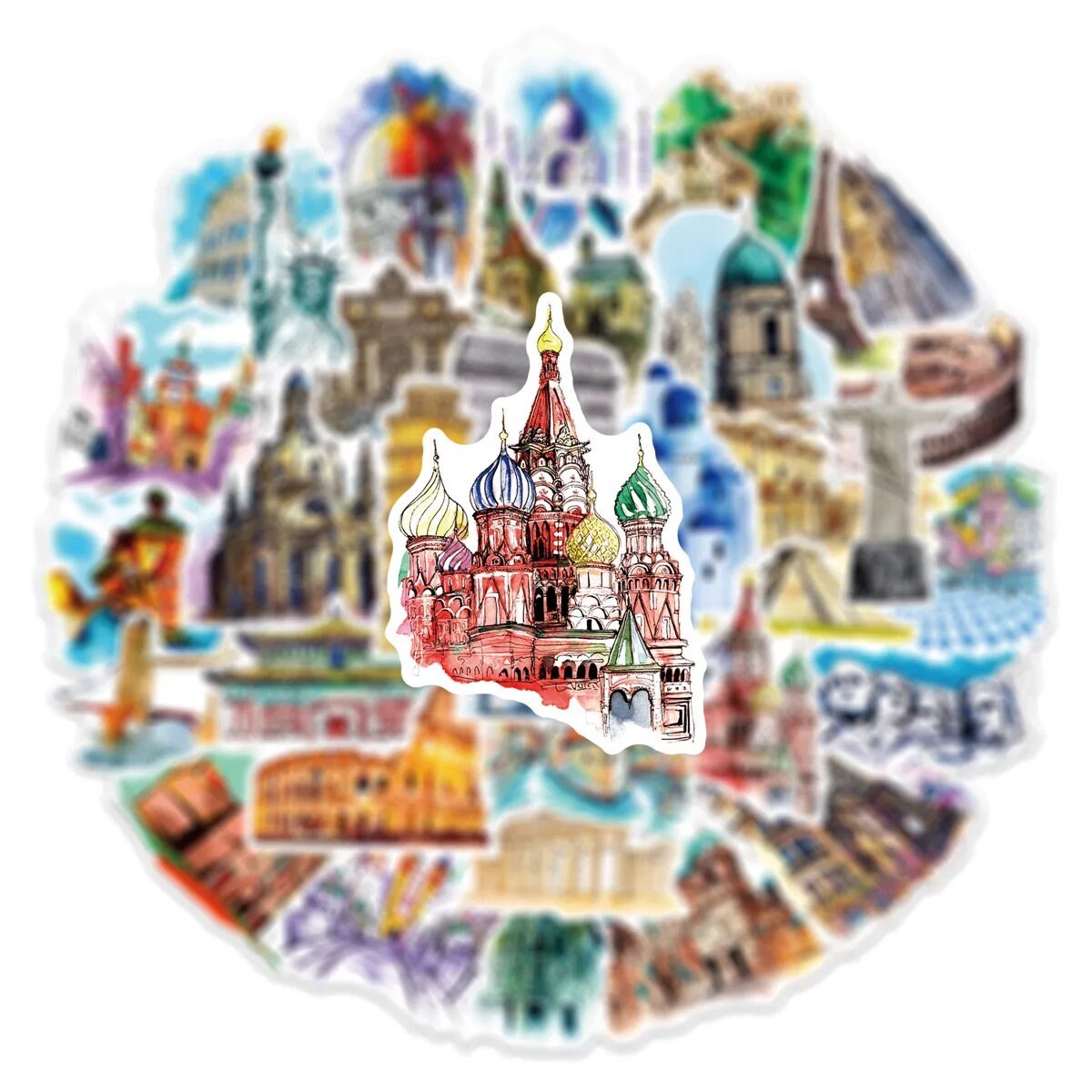 50pcs Worldwide, Famous Places Stickers Decoration Travel Notebook ...