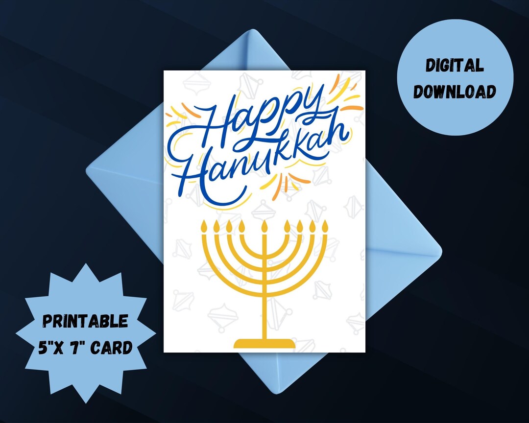 Happy Hanukkah Card, Printable Card, Digital Download - Etsy