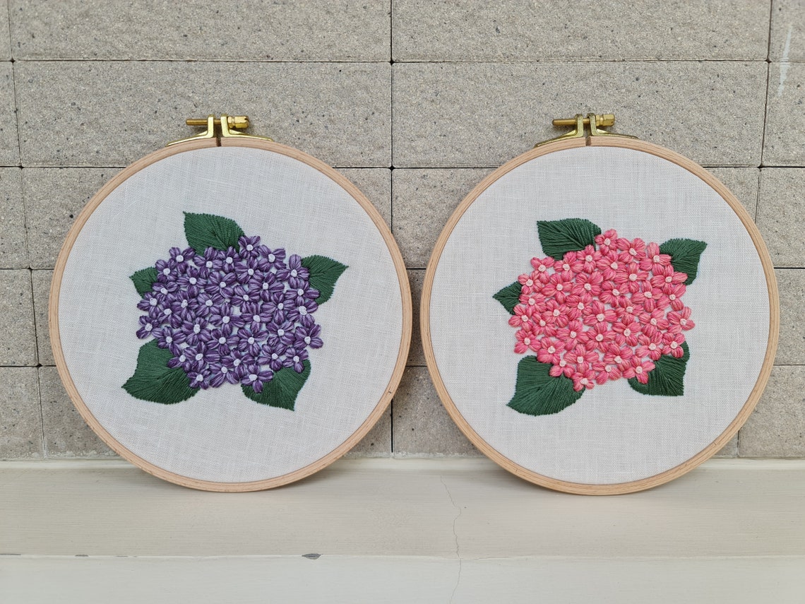 Purple Hydrangea Flower Pattern for Embroidery DIY Embroidery - Etsy