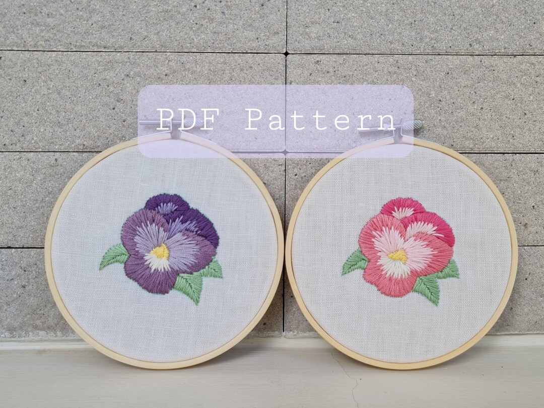Pansy Flower Pattern for Embroidery, DIY Embroidery PDF Pattern - Etsy