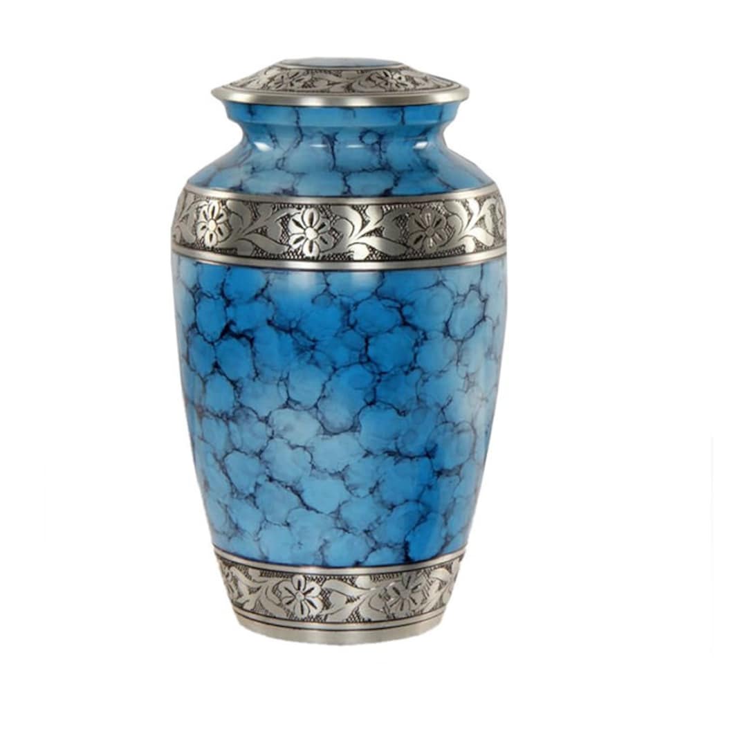 Ocean Blue Turquoise Rippled Cremation Urn | Handcrafted Adult ...