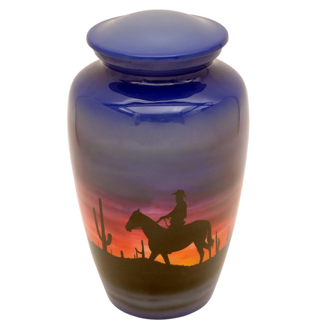 Cowboy Sunset Cremation Urn – Western Tribute, Adult Size - Etsy