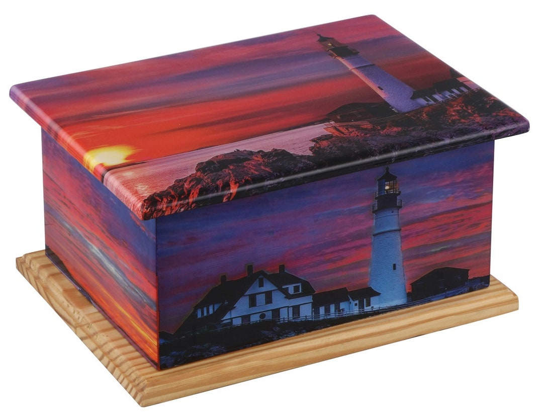 EXCLUSIVE Wooden Lighthouse at Sunset Adult Cremation Urn for Ashes - Etsy