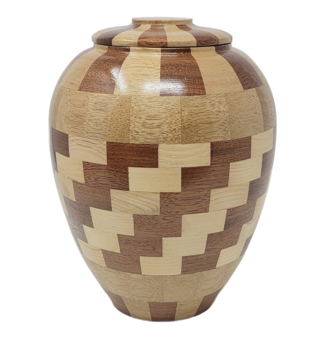 Artistic Checkered Wooden Adult Cremation Urn - Etsy
