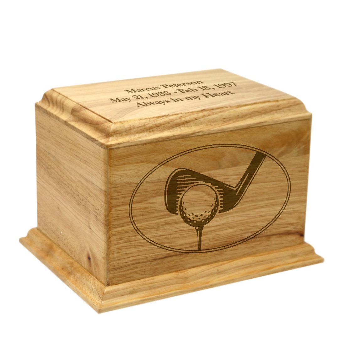 Custom Made Rubber Wood Golf Cremation Urn - Etsy