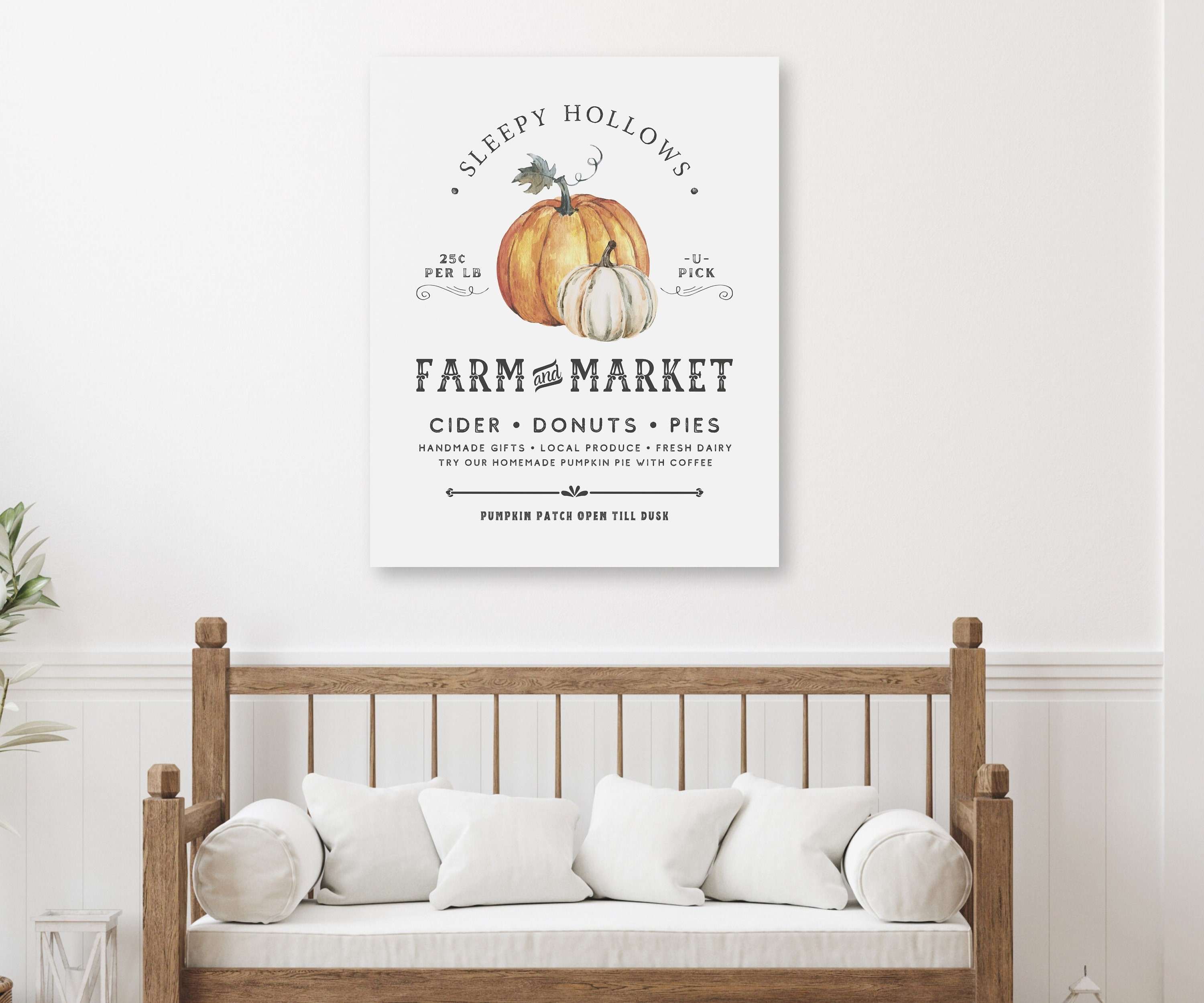 Fall Wall Art Printable, Vintage Thanksgiving Decor Farm Fresh Pumpkin ...