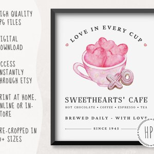 Printable Watercolor Valentine's Day Cupid's Cafe Coffee Bar Sign ...