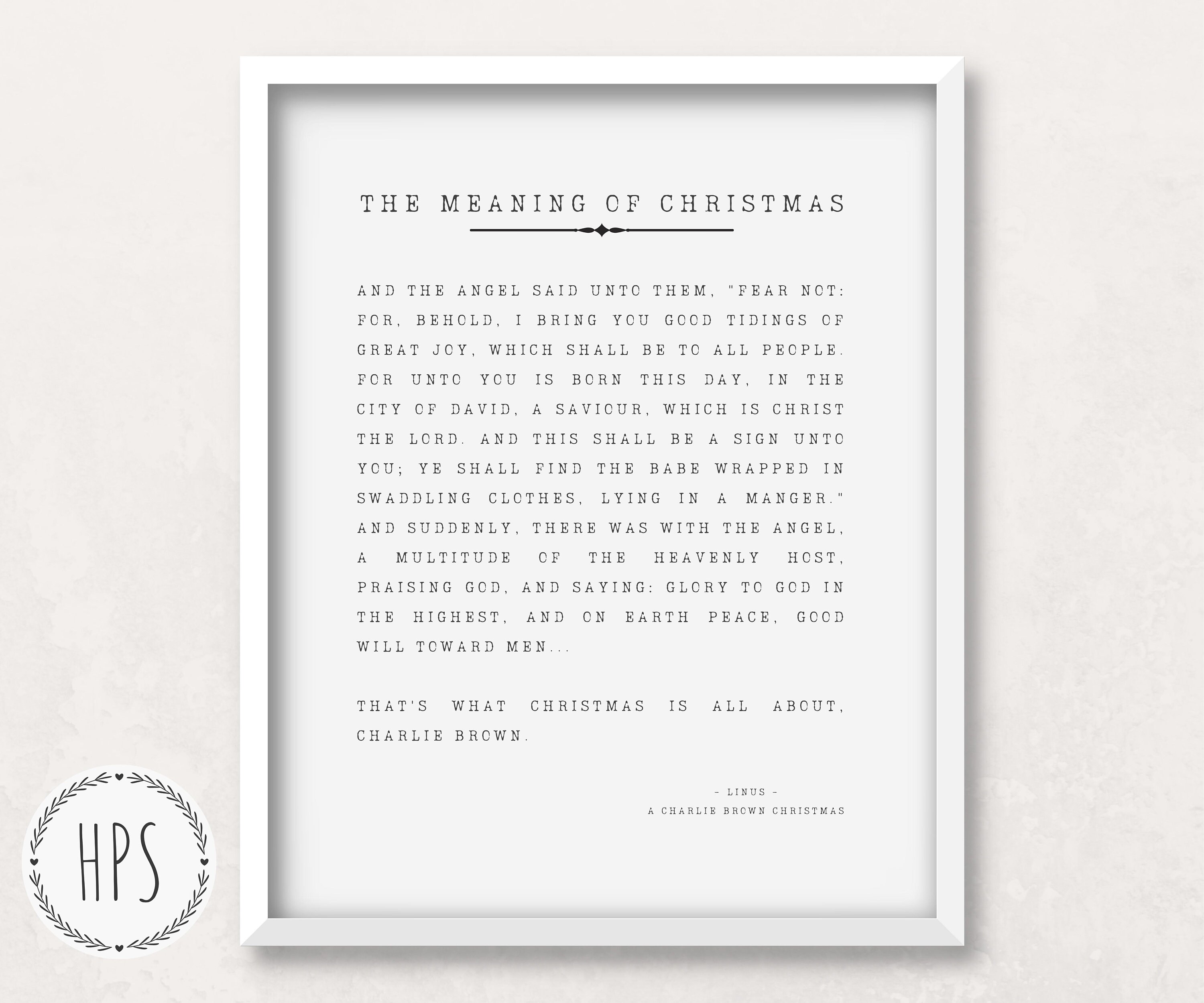 Charlie Brown Christmas Printable Sign, Meaning of Christmas Quote ...