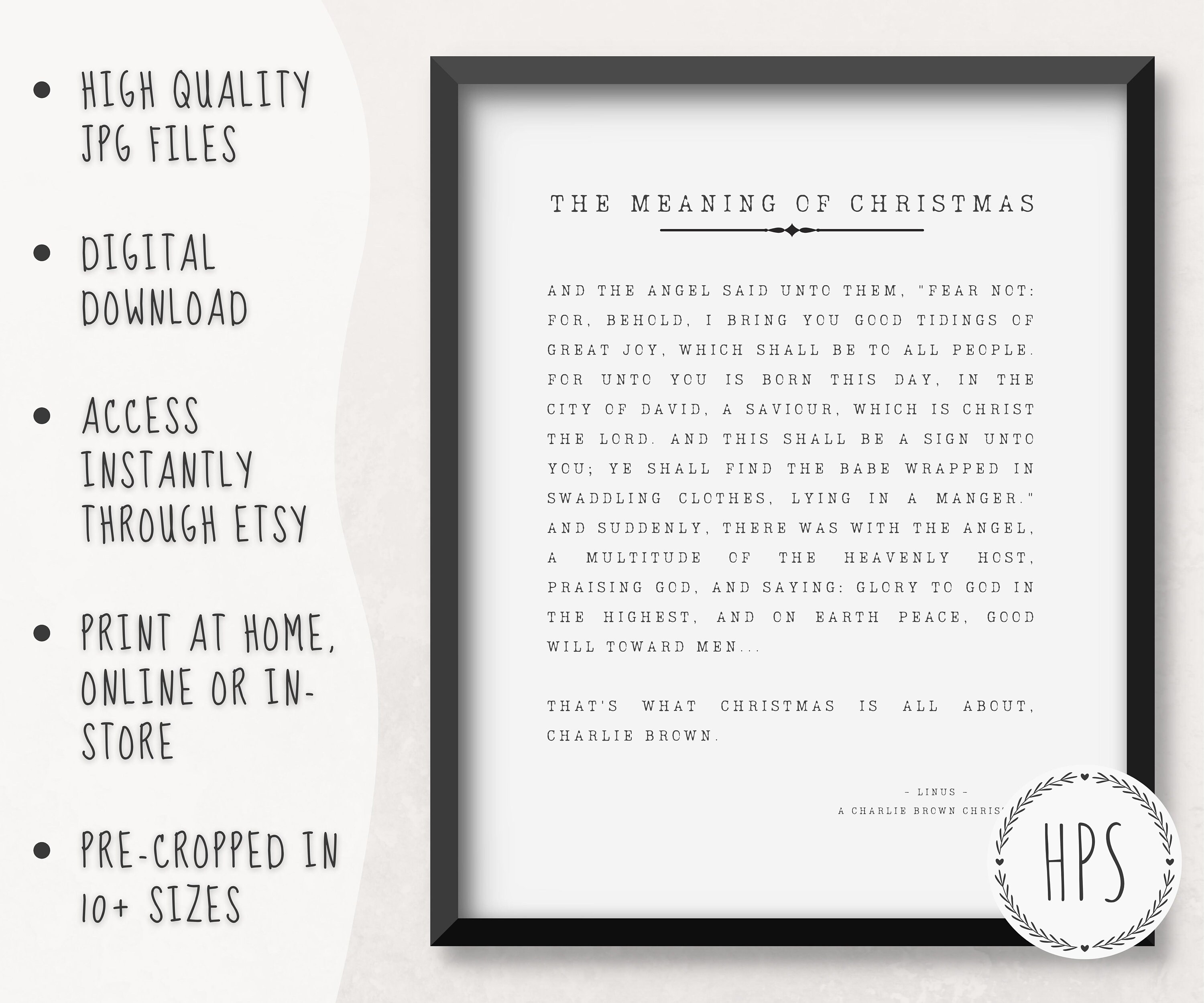 Charlie Brown Christmas Printable Sign, Meaning of Christmas Quote ...