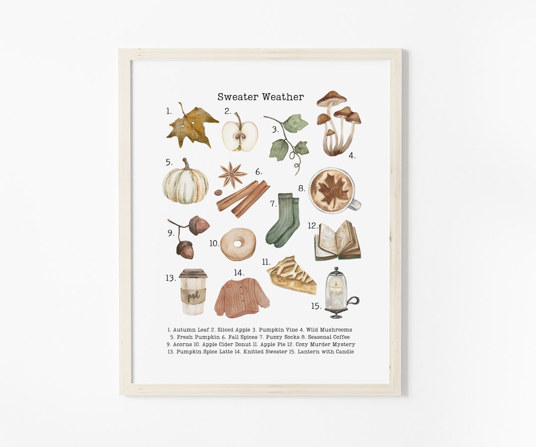 Sweater Weather Sign Fall Collage Wall Art Printable Vintage ...